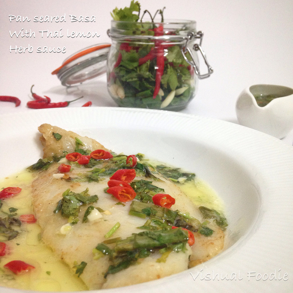 Pan seared Basa with Thai lemon garlic sauce