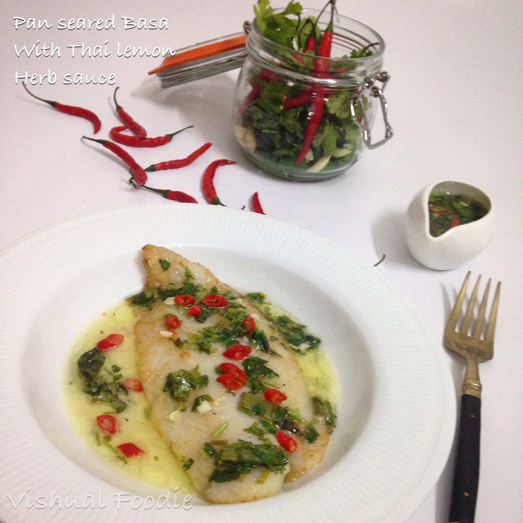 Pan seared Basa with Thai lemon garlic sauce