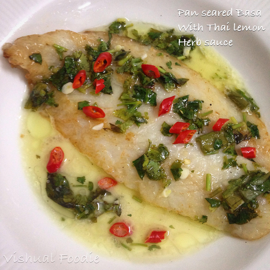Pan seared Basa with Thai lemon garlic sauce